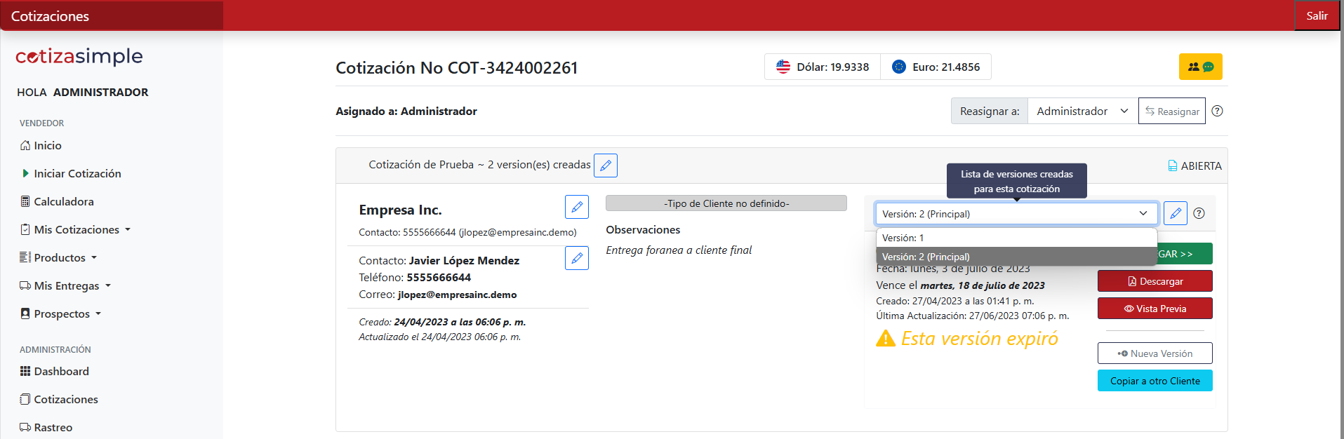 Cotiza Simple - Bienvenidos